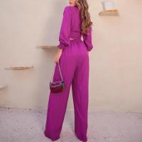 China Wholesale 2023 Spring Fashion Solid Color Single-Breasted Long-Sleeved Shirt High Waist Elastic Pants Women&prime;s Casual Suit for sale
