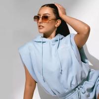 China Casual Women Summer 2 Piece Tracksuit High Waist Sweatpants & Sleeveless Hooded Top 2 Colors Set Oversize for sale