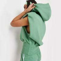 China Casual Women Summer 2 Piece Tracksuit High Waist Sweatpants & Sleeveless Hooded Top 2 Colors Set Oversize for sale