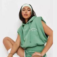 China Casual Women Summer 2 Piece Tracksuit High Waist Sweatpants & Sleeveless Hooded Top 2 Colors Set Oversize for sale