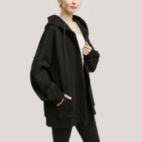 China Custom Women Black Hoodie Ladies Plus Size Long Sleeve Zip up Sweatshirt Casual Hoodies for sale