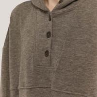 China Oversize Women Hoodies Solid Color Relaxed Hoodie Custom Logo Fashionable Ladies Button Front Hoodies for sale