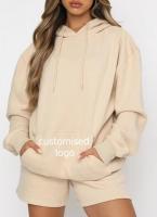 China Cotton Fleece Puff Print Hoodies 2 Piece Set 100% Polyester Women Sportswear for sale