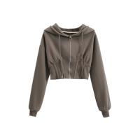 China Ultra Short Style Sports Hoodies Waist Closed Fish Bone Long Sleeve for sale