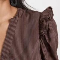 China Casual Dresses View Larger Imageadd to Compareshareladies Poplin V Neck Dress for Women Long Sleeve Clothing Manufacturers Elegant Striped Print Custom Lo for sale