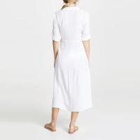 China Fashion Ladies Short Sleeve Crepe Viscose V Neck Shirt Cover up MIDI Dress for Women for sale