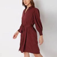China Long Sleeve Ladies Dress Button Front Knee Length Dress for Women Clothing Manufacturers Elegant Custom Logo Lapel Shirt Dresses for sale