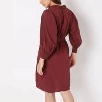 China Long Sleeve Ladies Dress Button Front Knee Length Dress for Women Clothing Manufacturers Elegant Custom Logo Lapel Shirt Dresses for sale