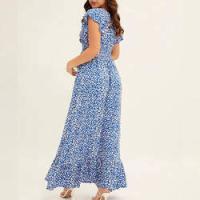 China Sweet Style Floral Casual Dress Ruffle Sleeve Custom For Ladies for sale