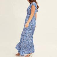 China Sweet Style Floral Casual Dress Ruffle Sleeve Custom For Ladies for sale