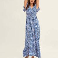 China Sweet Style Floral Casual Dress Ruffle Sleeve Custom For Ladies for sale