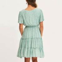 China Elegant Casual Floral Printed Mini Dress With Front Short Sleeve for sale