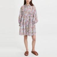 China High Waisted Casual Floral Maxi Dress Long Sleeve Ruffle Trim Elegant for sale