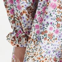 China High Waisted Casual Floral Maxi Dress Long Sleeve Ruffle Trim Elegant for sale