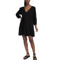 China Ladies Gauze V Neck Dress for Women Puff Sleeve Clothing Manufacturers Rayon Elegant Custom Logo Mini Dress for sale
