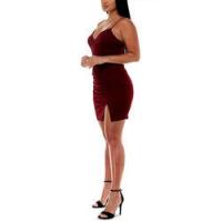 China Fashion Wholesale Ladies Sling Dress Elegant Customized Women V Neck Split Hem Bodycon Dresses for sale