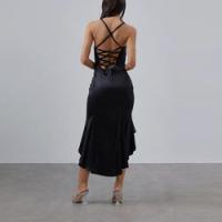 China Women Silk Slip Dress Elegant Customized Asymmetric Backless Dresses for sale