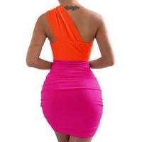 China Ladies Sleeveless Elegant Summer Dresses Customized One Shoulder Mini Dresses for sale
