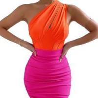 China Ladies Sleeveless Elegant Summer Dresses Customized One Shoulder Mini Dresses for sale