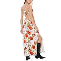 China OEM Deep V Neck Dress Sleeveless Customized Spaghetti Strapped Floral Printed for sale