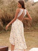 China V Collar Floral Casual Dress Sexy Summer Long Dress For Women for sale