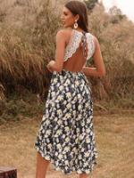 China V Collar Floral Casual Dress Sexy Summer Long Dress For Women for sale
