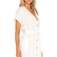 China Summer White Casual Linen Dress Cotton Material Women Midi Dress for sale