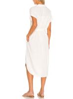 China Summer White Casual Linen Dress Cotton Material Women Midi Dress for sale