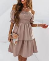 China Knitted Short Sleeve MIDI Dress Elegant Women Solid Casual Backless for sale