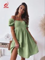 China Knitted Short Sleeve MIDI Dress Elegant Women Solid Casual Backless for sale