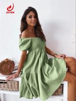 China Knitted Short Sleeve MIDI Dress Elegant Women Solid Casual Backless for sale