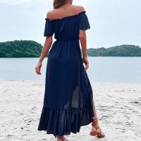 China 2023 Summer New Europe and The United States Cross-Border Women&prime;s Solid Color off-Shoulder Irregular Dress for sale