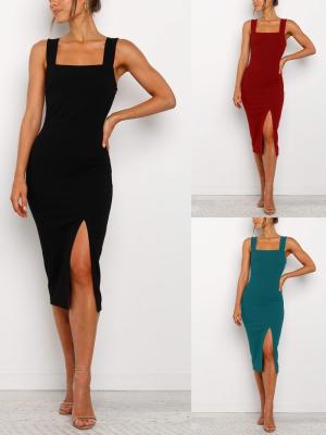 China 2023 Spring and Summer Amazon Women&prime;s Explosive Independent Station Square Collar Sling Bag Hip Party Dress for sale