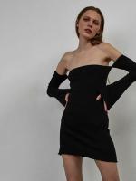 China Sexy Dress Fashion Solid Color Elegant Flared Sleeve Mini Short Backless Knitted Tight Dress Women for sale