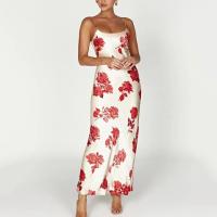 China Custom Ladies Floral Casual Dress Long Summer Floral Maxi Satine Dress for sale