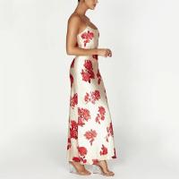China Custom Ladies Floral Casual Dress Long Summer Floral Maxi Satine Dress for sale