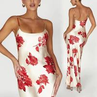 China Custom Ladies Floral Casual Dress Long Summer Floral Maxi Satine Dress for sale