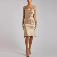 China Luxury MIDI Satine Milk Silk Dress Yellow Knitted For Women for sale