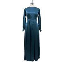 China Turkey Arab Oman Elegant Satin Dress Long Sleeve For Women Muslim for sale