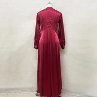 China Turkey Arab Oman Elegant Satin Dress Long Sleeve For Women Muslim for sale