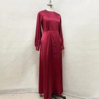 China Turkey Arab Oman Elegant Satin Dress Long Sleeve For Women Muslim for sale