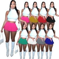 China High Waist Women Fashion Dress Candy Colors Sleeveless Pleated Skirt for sale