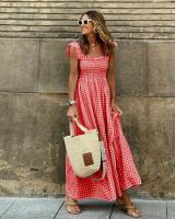 China ODM Casual Swing Dress Knitted Full Length Multicolor Round Collar for sale
