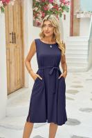 China Summer Sleeveless Floral Casual Dress United States MID Long Sundress for sale