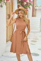 China Summer Sleeveless Floral Casual Dress United States MID Long Sundress for sale