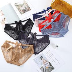 China Wholesale Women&prime;s Transparent Lace Hollow out Lingerie Lady Womens Underwear Lace Panties Underwear Womens Panties for sale
