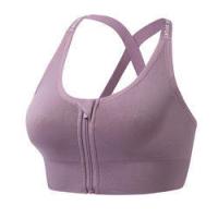 China Women Sports Underwear Sexy Zip Front Racerback Seamless Wirefree Breathable Comfortable Women Bra for sale
