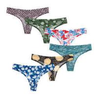 China Custom Printed Panties Thong Floral Pattern Girls in Thongs Printed Ice Silk Seamless Briefs for sale