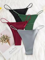 China Ladies Seamless Panties Cotton Crotch Invisible Thong Ice Silk Solid Low Waist Seamless Underwear for sale