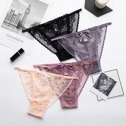 China Sexy Lace Panties Transparent Underwear Sexy Lingerie Floral Women Briefs Ladies for sale
